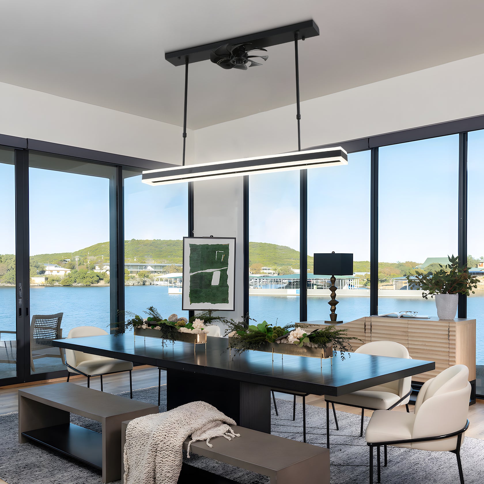 CT1003-BellaDepot 39.4" Contemporary Kitchen Island Ceiling Fan with R ...